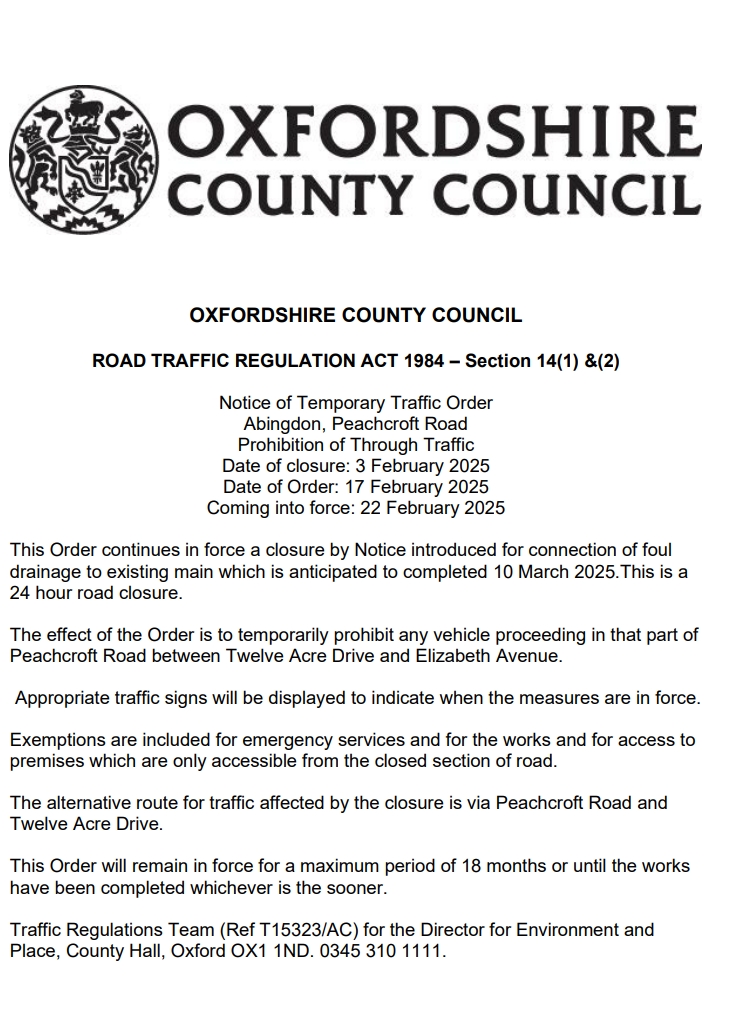 Road Closures - Abingdon on Thames Town Council