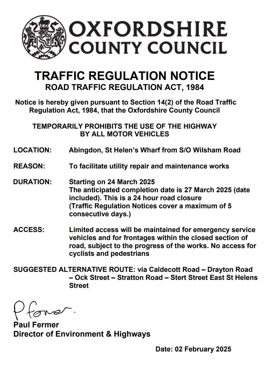 Road Closures - Abingdon on Thames Town Council